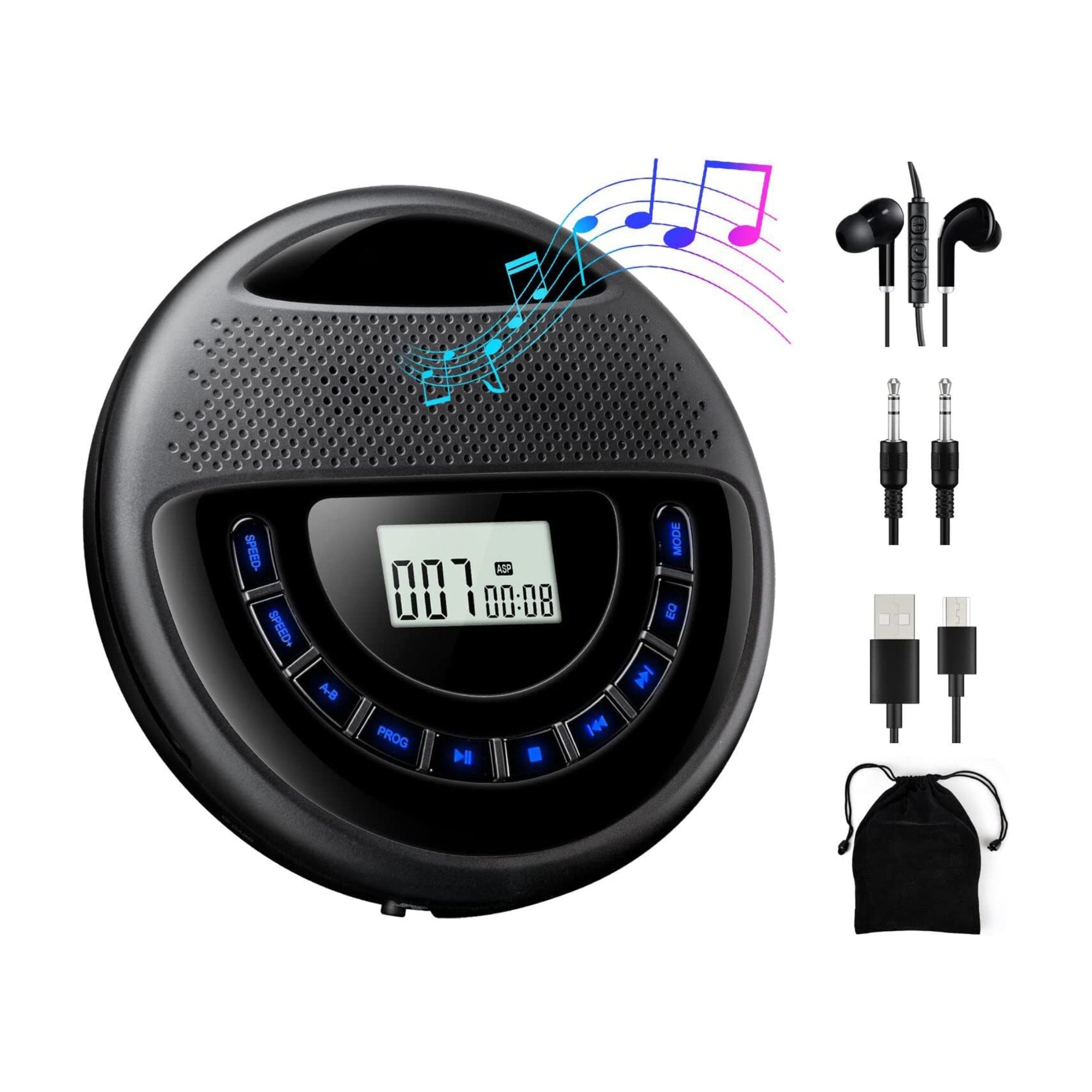 Gueray CD Player Portable Rechargeable with Speaker Dual Stereo 1400mA ...