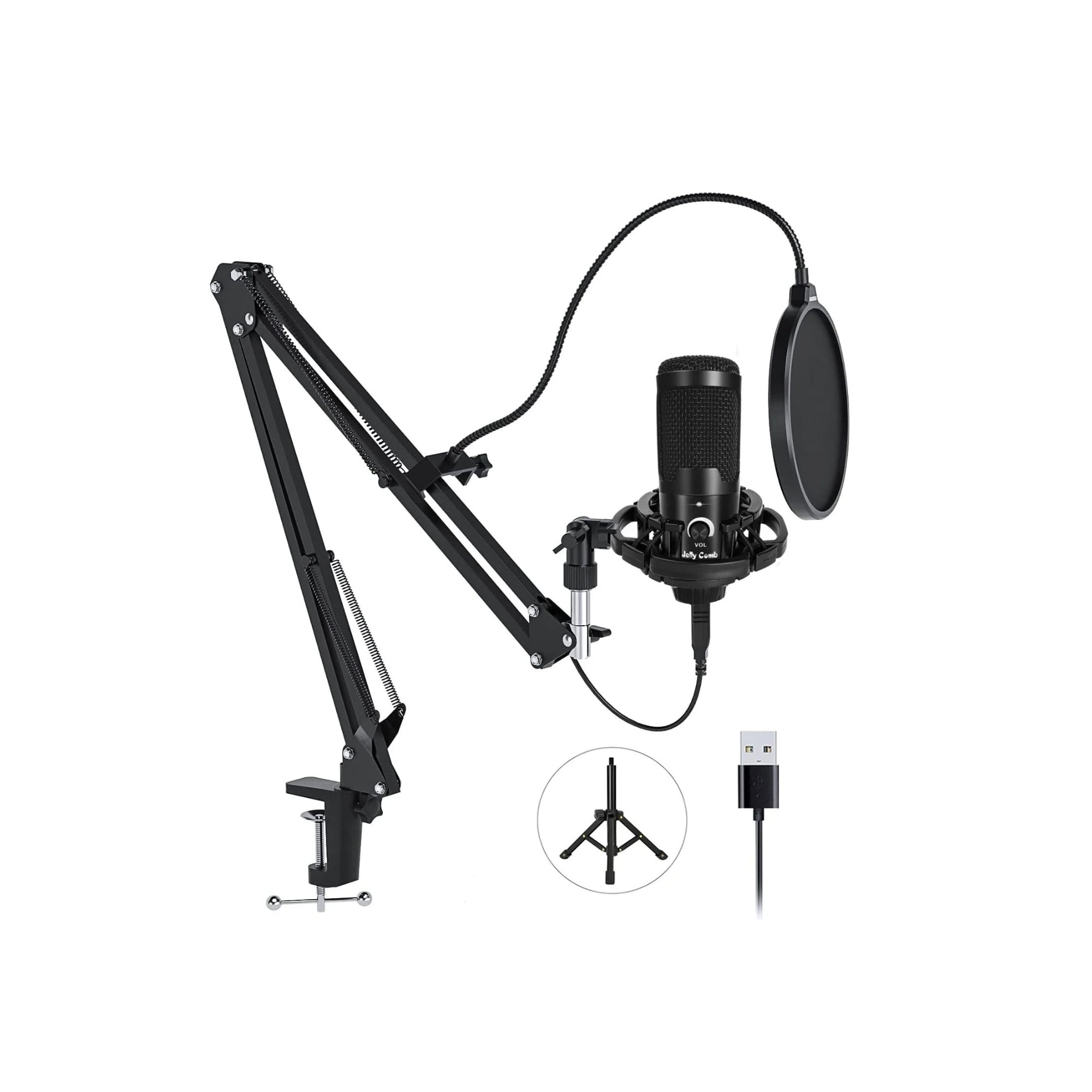 Jelly Comb USB Microphone Kit, 192KHZ24Bit Professional PC Condenser M ...