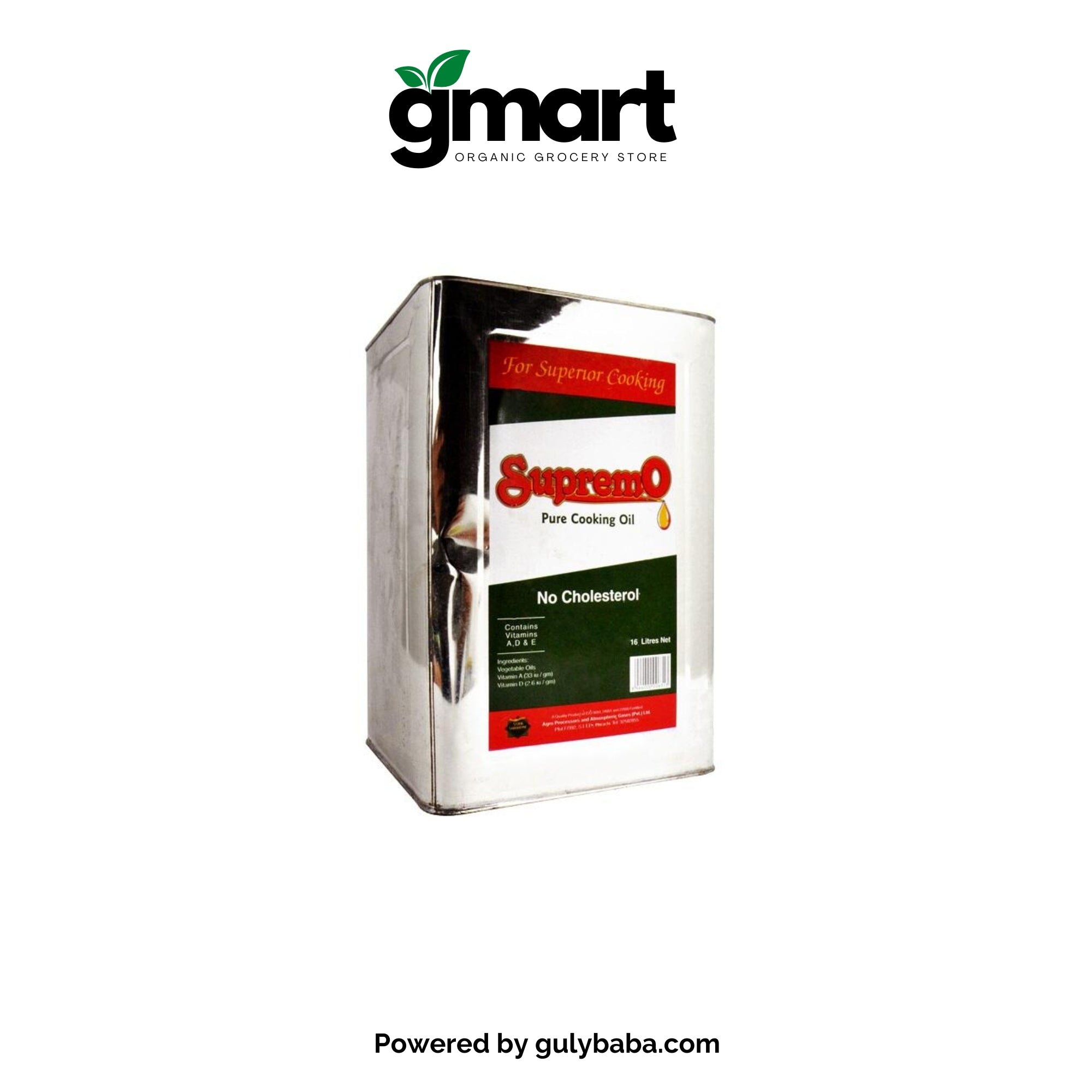 Supremo Cooking Oil Tin - 16Ltr– Gulybaba - Genuine products online ...